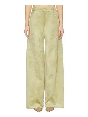 Alexis Rustikan Faux Suede Wide Leg Trousers - Sage