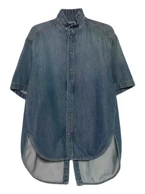 DARKPARK DARKPARK High-Neck Asymmetrical Shirt Blue