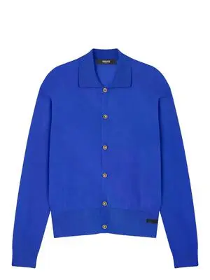 Versace Buttoned Collared Cardigan - Blue