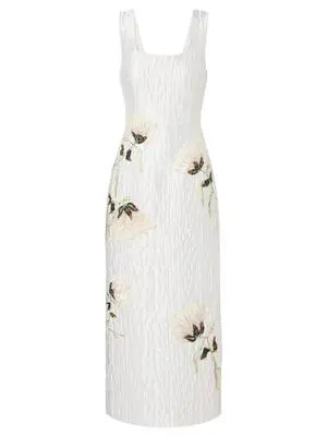 Simkhai Lilibeth Embellished Jacquard Midi Dress - White