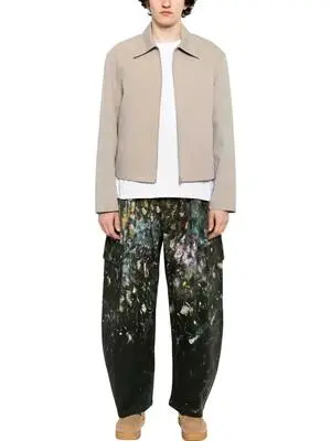 CROQUIS Cotton Printed Pants With Welt Pockets - Black