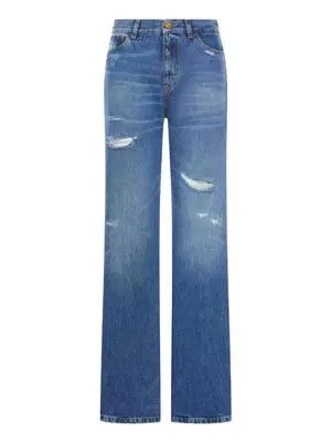 Seafarer Five-pocket Distressed Jeans - Blue