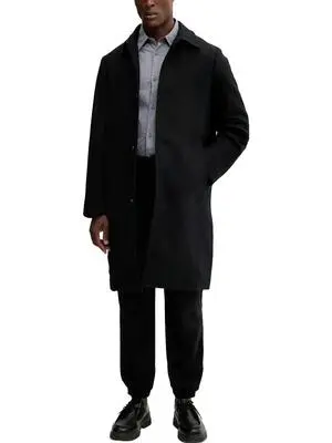 Armani Exchange Buttoned Coat With Classic Collar - Black