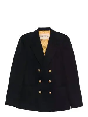Valentino Garavani Double-breasted Wool Coat With Gold-tone Buttons - Blue