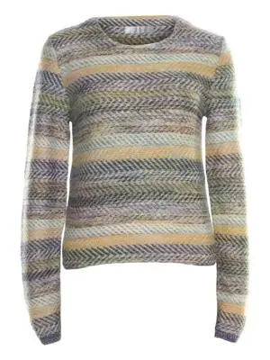 Chloé Striped Round Neck Sweater - Neutrals