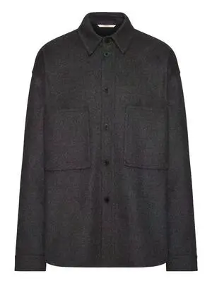 Valentino Garavani Felted Patch Pocket Shirt Jacket - Grey