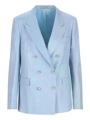 Tagliatore Double-Breasted Blazer With Flap Pockets Blue