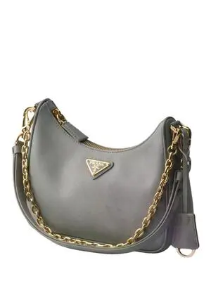 Prada Mini Re-edition Leather Shoulder Bag - Grey