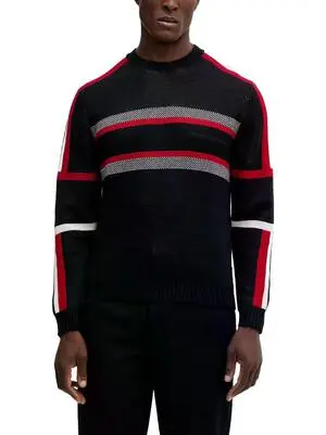 Armani Exchange Striped Crew Neck Sweater - Black