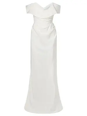 VIVIENNE WESTWOOD Nova Cocotte Off-the-shoulder Draped Silk-crepe Gown - White