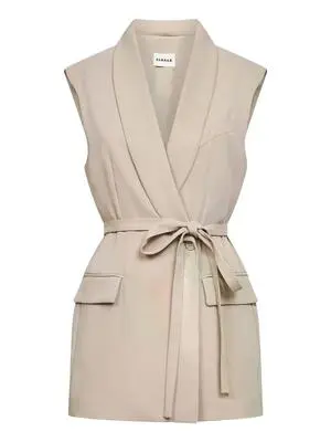 P.a.r.o.s.h Belted Sleeveless Shawl Lapel Top - Neutrals