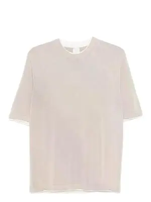 Eleventy Round Neck Trim Sweater - Neutrals