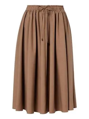 Max Mara Livrea Virgin Wool Midi Skirt - Brown