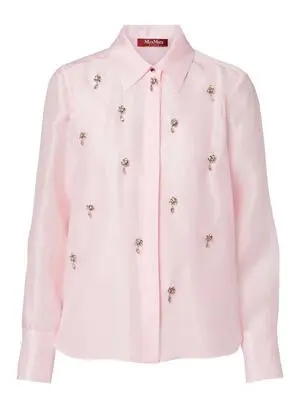 Max Mara Embellished Silk Shirt - Pink