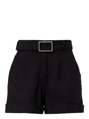 Sportmax Belted Virgin Wool Shorts - Black