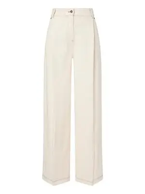 Max Mara Pleated Wide-leg Jeans - White