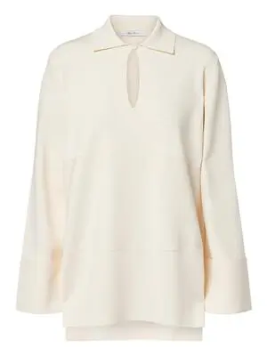 Max Mara Polo Collar Jersey Top - White