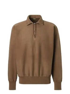 A.PRESSE Cotton Fleece Half-zip Sweatshirt - Brown