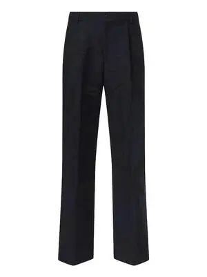 Dries Van Noten Floral Cotton-blend Straight Leg Trousers - Blue