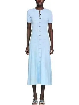 Sandro SANDRO Knit Maxi Dress With Button Fastening Blue