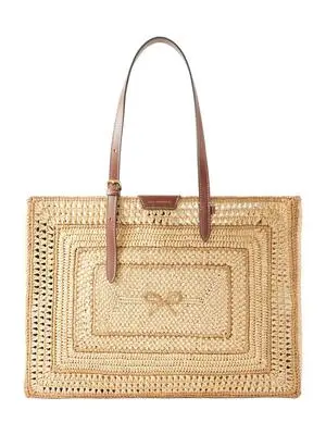 ANYA HINDMARCH Raffia Tote With Bow Detail - Neutrals
