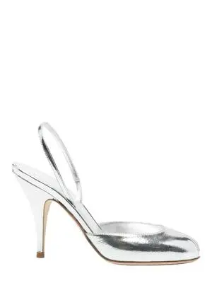 3JUIN Slingback Stiletto Heel Sandals - Silver