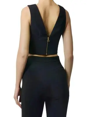 Elisabetta Franchi Sleeveless Top With Embellished Neckline - Black