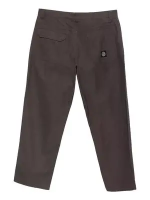 Stone Island Logo Patch Cotton Canvas Trousers - Grey