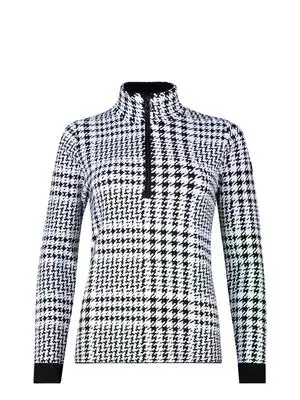 NEWLAND Madonna Di Campiglio Houndstooth Half-zip Top - White