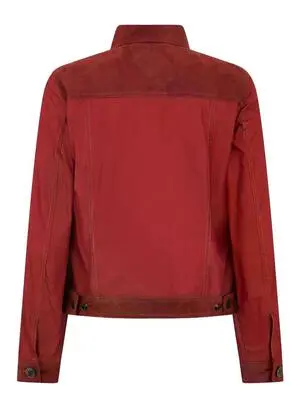 MOORER Button Suede Jacket - Red