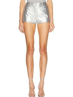 Norma Kamali Norma Kamali High Waist Jean Short Silver