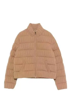 Moncler Ribbed Padded Zip-up Jacket - Neutrals