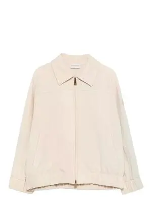 Moncler Zip-up Tonal Logo Bomber Jacket - Neutrals