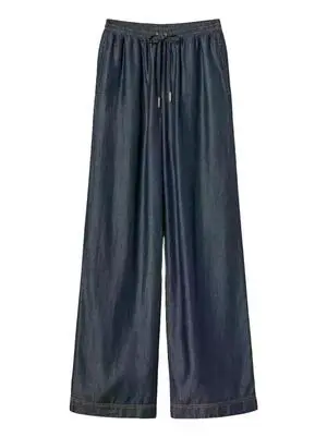 TWINSET Wide-leg Chambray Trousers - Blue