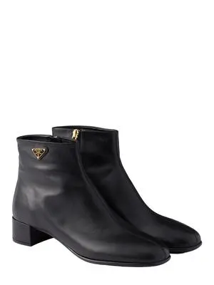 Prada Nappa Leather Zip-up Ankle Boots - Black