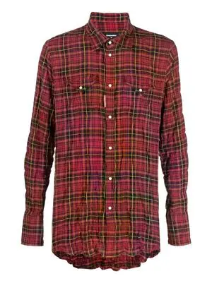 Dsquared2 Checked Cotton-blend Shirt - Red