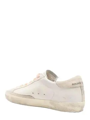 GOLDEN GOOSE Super-star Lace-up Sneakers With Crystal-embellished Star - Neutrals