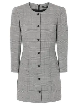Balmain Prince Of Wales Check Wool-blend Mini Dress - Multi