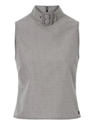 COURREGES Courrèges Buckled Houndstooth Wool-Blend Tank Multi