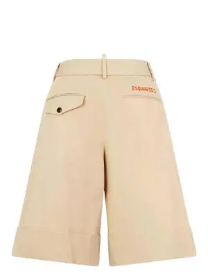 Dsquared2 Tailored Cotton Twill Cuffed Bermuda Shorts - Neutrals