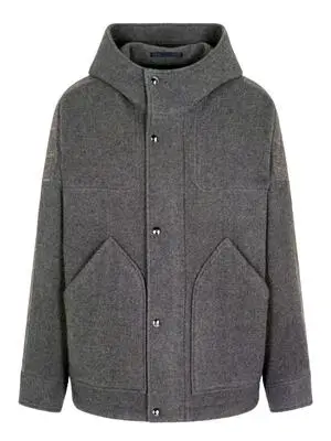 Giorgio Armani Hooded Buttoned Peacoat - Grey