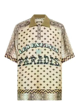 PIERRE-LOUIS MASCIA Geometric-patterned Polo Shirt - Neutrals