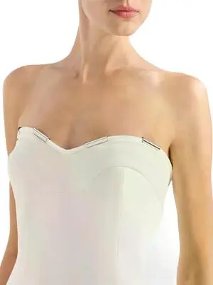 GENNY Cady Sweetheart-neck Midi Dress - Neutrals
