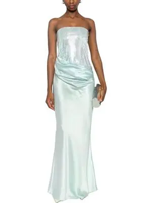 Retrofete Alexandra Draped Maxi Dress - Blue