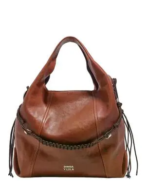 Bimba Y Lola Medium Braided Leather Shoulder Bag - Brown