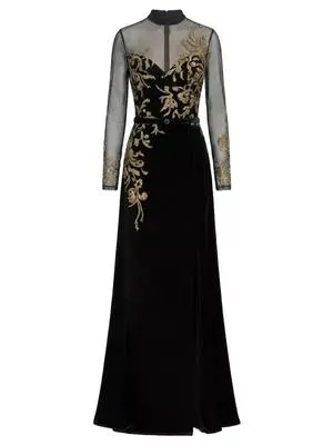 SAIID KOBEISY Embellished Long Sleeve Maxi Dress - Black