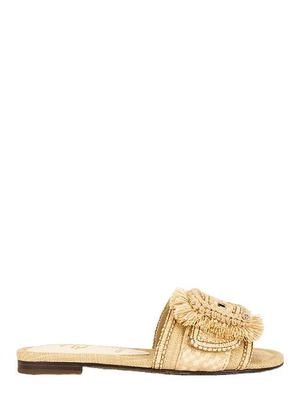 Sam Edelman Bambi Playa Raffia Embellished Slide Sandals - Neutral