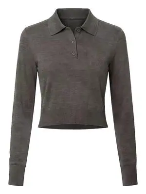 Eterne Long Sleeve Polo Top - Grey