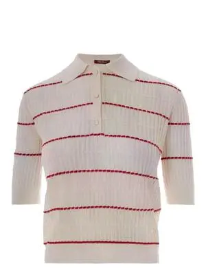 Max Mara Striped Knitwear Polo - Neutrals