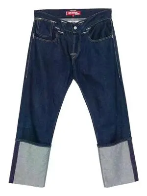 Junya Watanabe Cuffed Jeans With Contrast Stitching - Blue